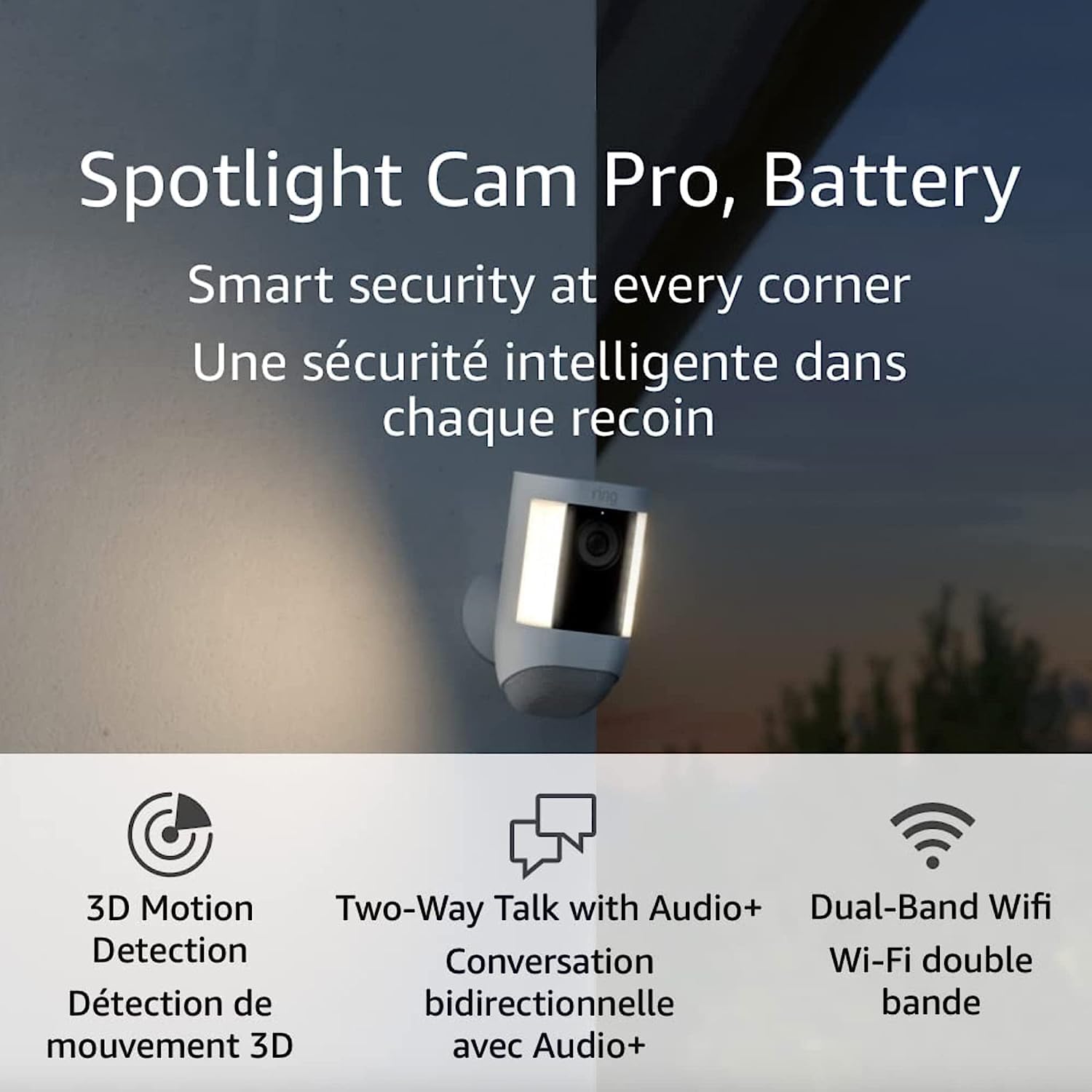 Ring Spotlight Cam Pro, Battery with 3D Motion Detection - Open Box ...